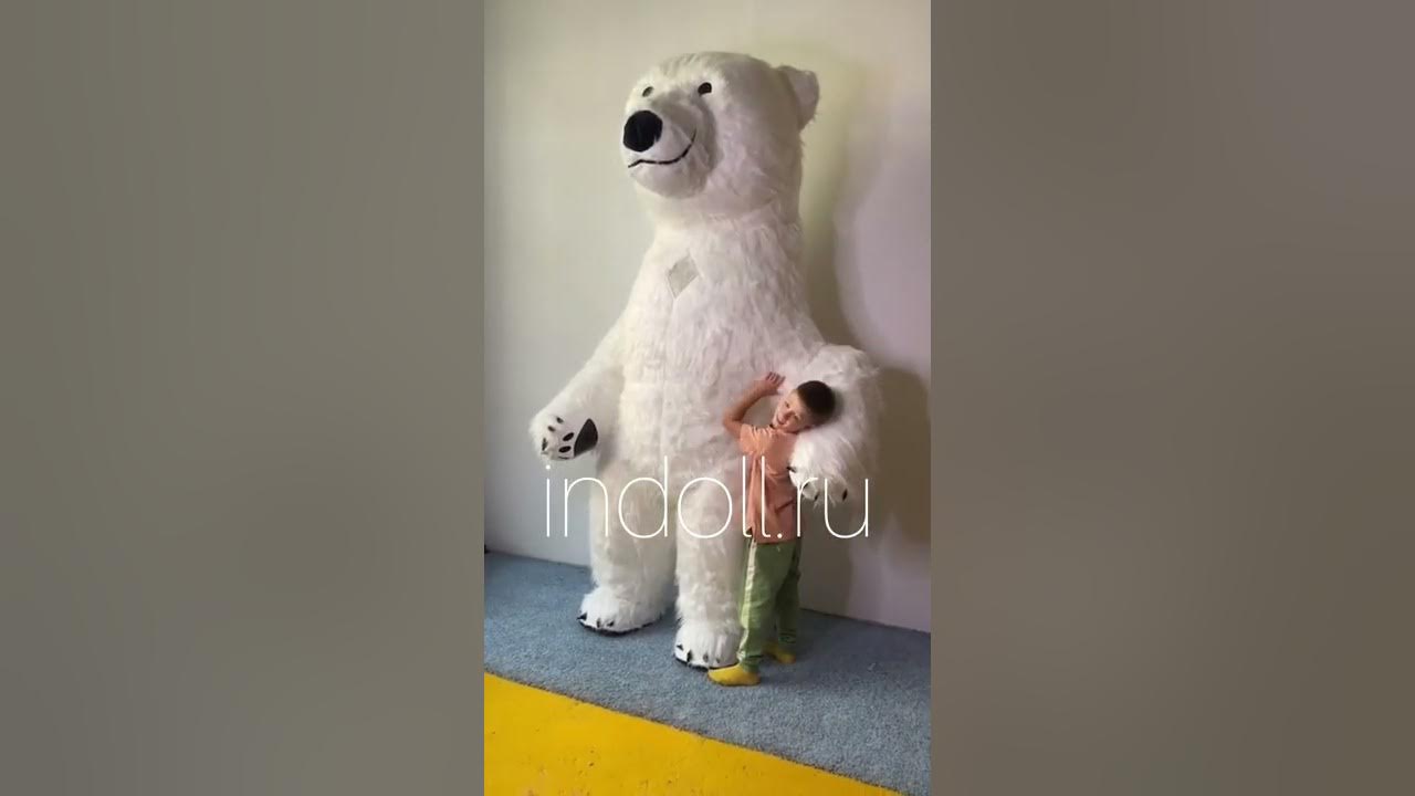 Надувной костюм белый медведь. Обзор медведь гигант. Медведь из ТикТока ...