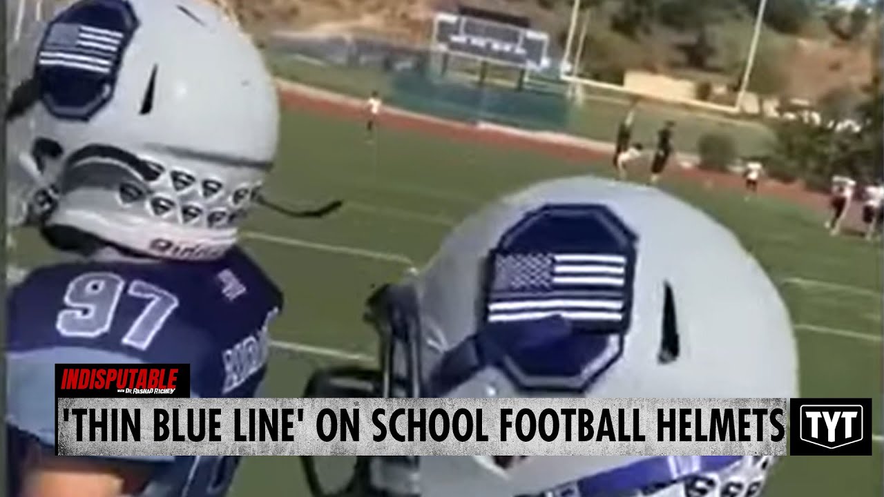 School Football Team Wears 'Thin Blue Line' Flag On Helmets - YouTube