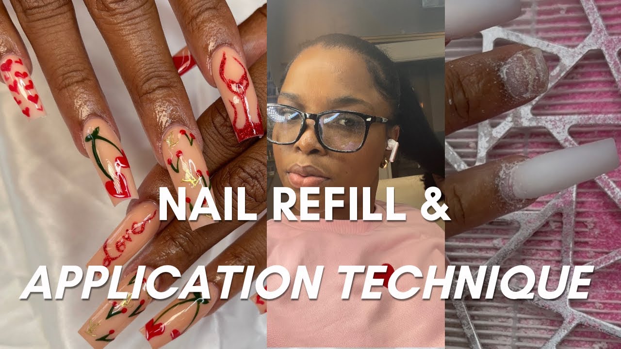 How to do a nail fill step by step| Acrylic nails fill beginners | long ...