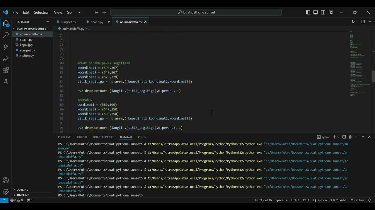 animasidaffa py buat pythone sunset Visual Studio Code 2024 05 13 06 29 ...