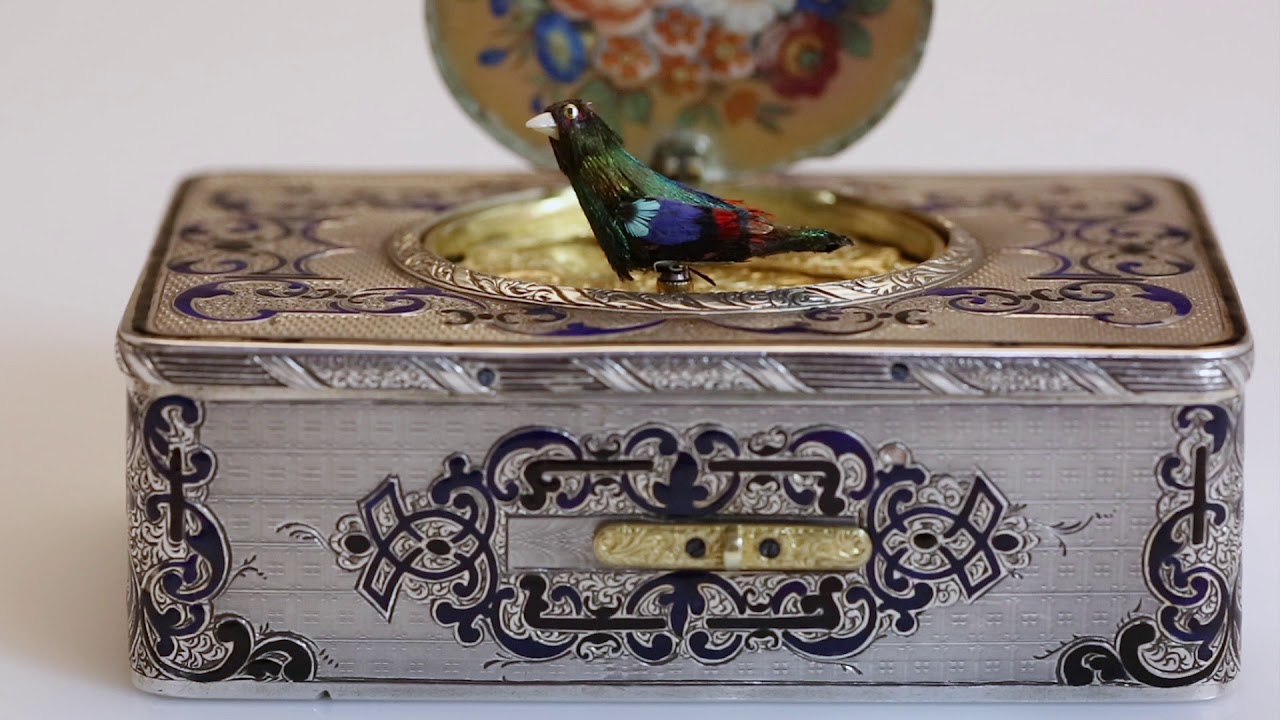 Fusée Swiss Silver Singing Bird Box, by Frères Rochat from M.S. Rau ...