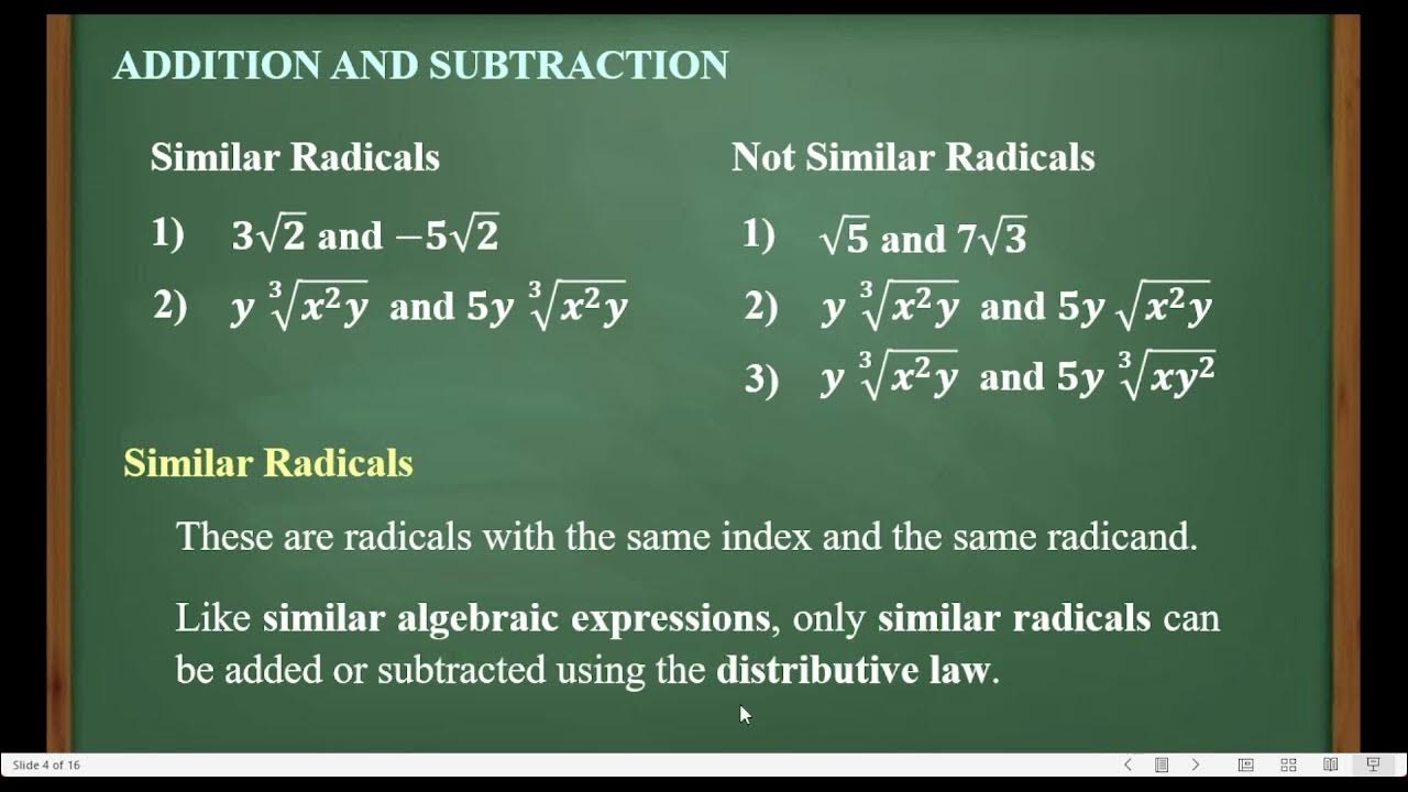 Operations on Radicals - Addition and Subtraction - YouTube