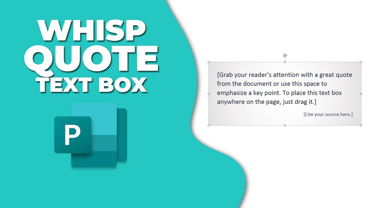 How to insert a Wisp Quote text box in publisher - YouTube