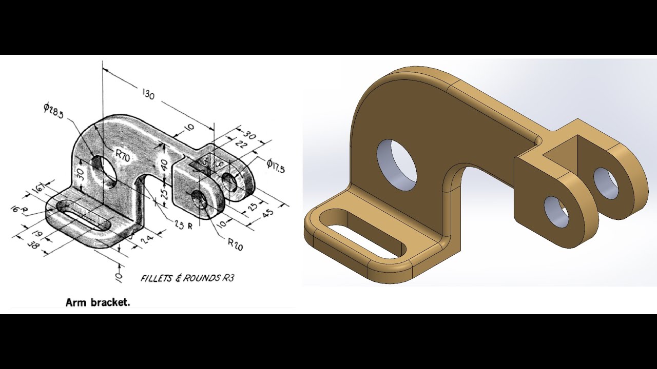 Arm Bracket in SolidWorks | SolidWorks Tutorial | Part Design | Part No.#59 - YouTube
