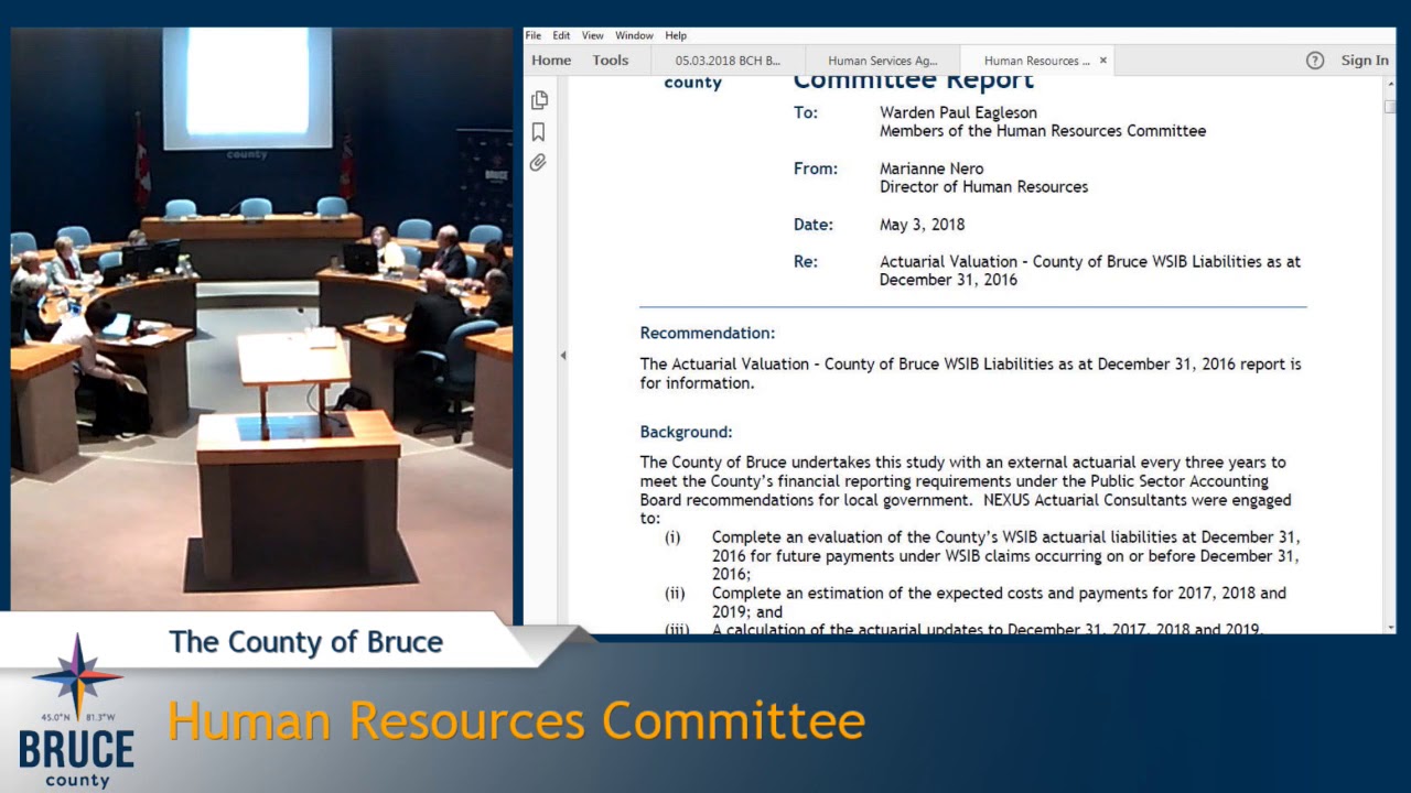 Bruce County Live Stream – May 3, 2018 - Human Resources Committee ...