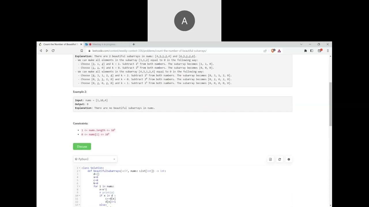 [Leetcode Weekly 336] 2588. Count the Number of Beautiful Subarrays - Explanation 1 - YouTube