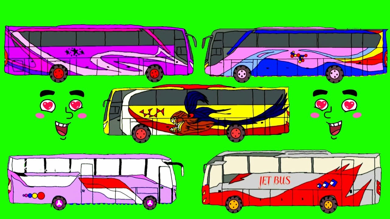 Green Screen Animasi Bus Warna Warni Keren - YouTube