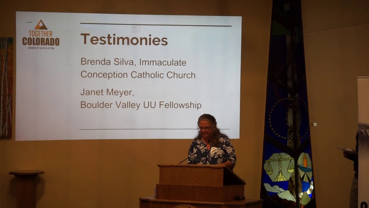 Janet Meyer testifying at Together Colorado Action on Housing Justice ...