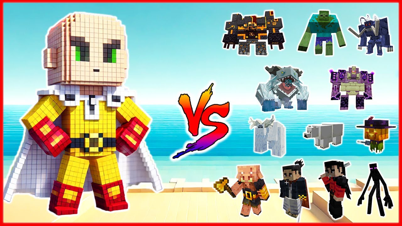 SAITAMA vs All Bosses - He Is Too Strong - Minecraft Mob Battle - YouTube