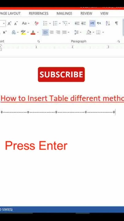 Insert table MS Word - YouTube
