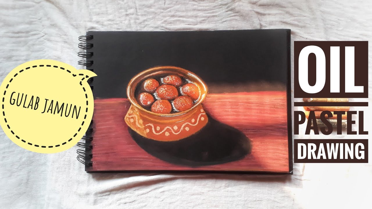 An earthen pot of Gulab jamun /How to Draw Sweets /Oil pastel drawing ...