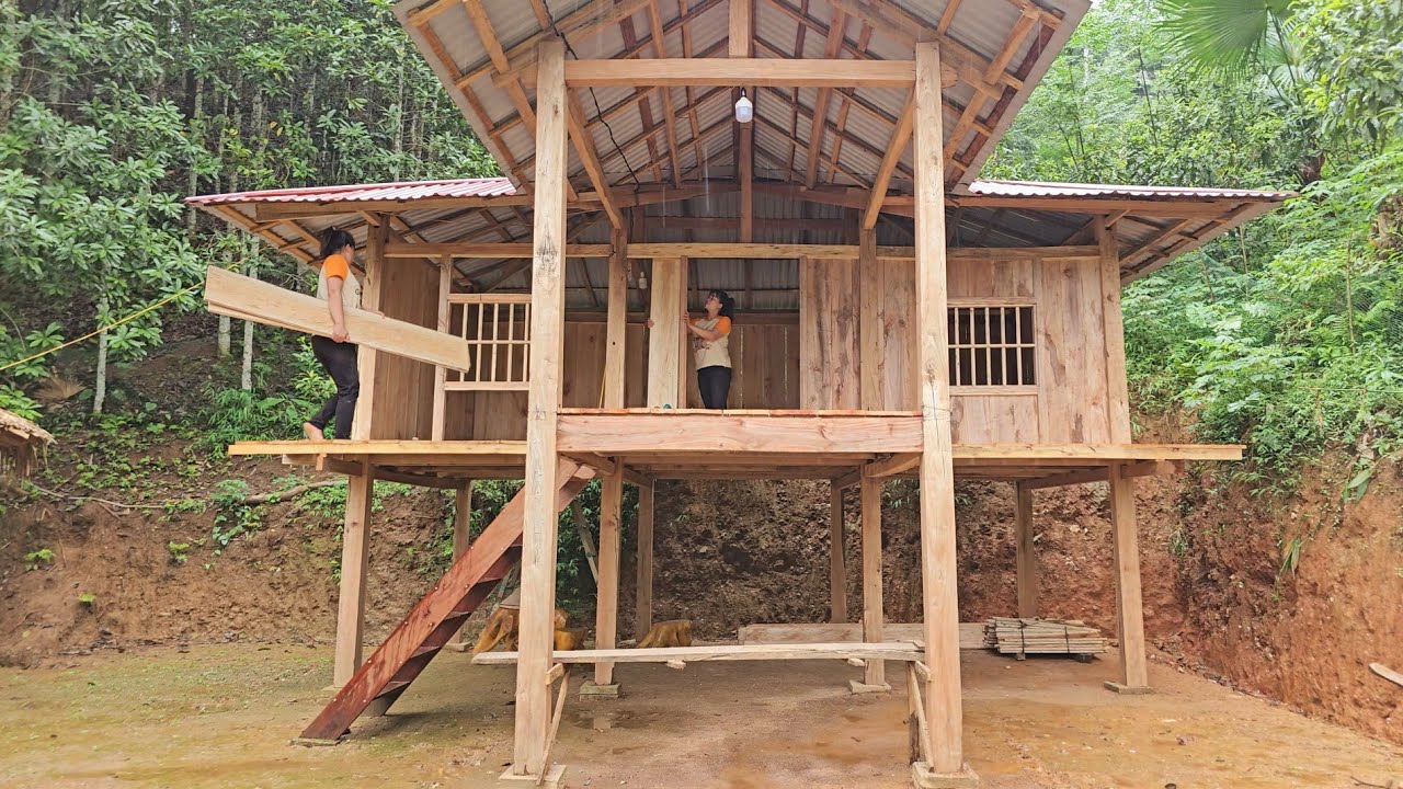 How to build a super beautiful wooden house - Design the floor and use ...