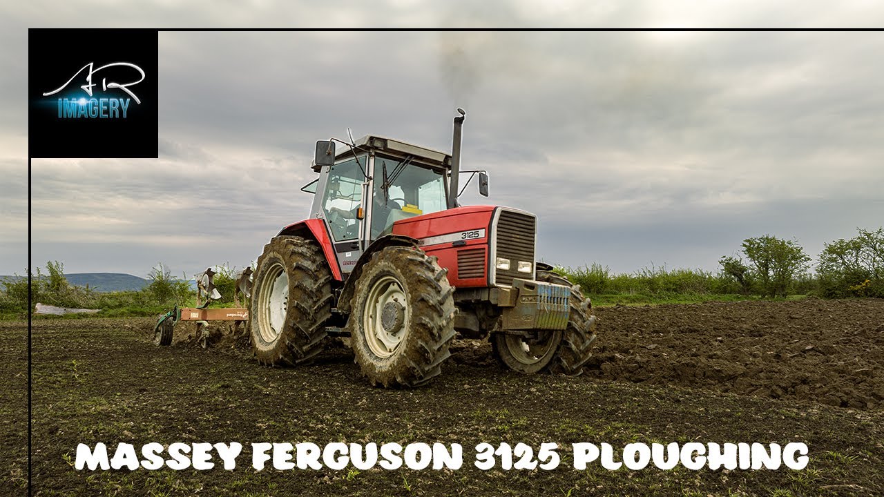 Massey Ferguson 3125 ploughing stubble - YouTube