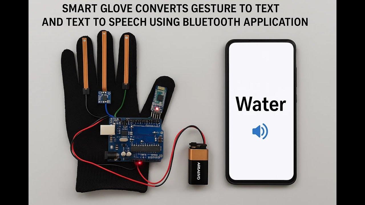 Smart Glove - Translate Gestures to Text and Text to speech through Bluetooth - YouTube