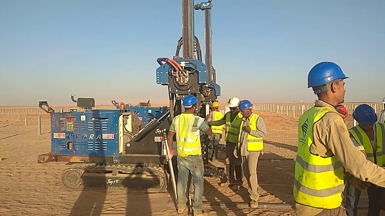 Solar PV foundation by high speed ramming vibrator machine - YouTube