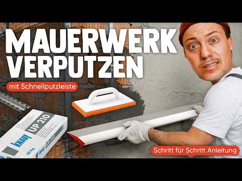 Mauerwerk mit Kalk-Zement-Putz richtig verputzen mit Schnellputzleisten (Schritt für Schritt) ✅
