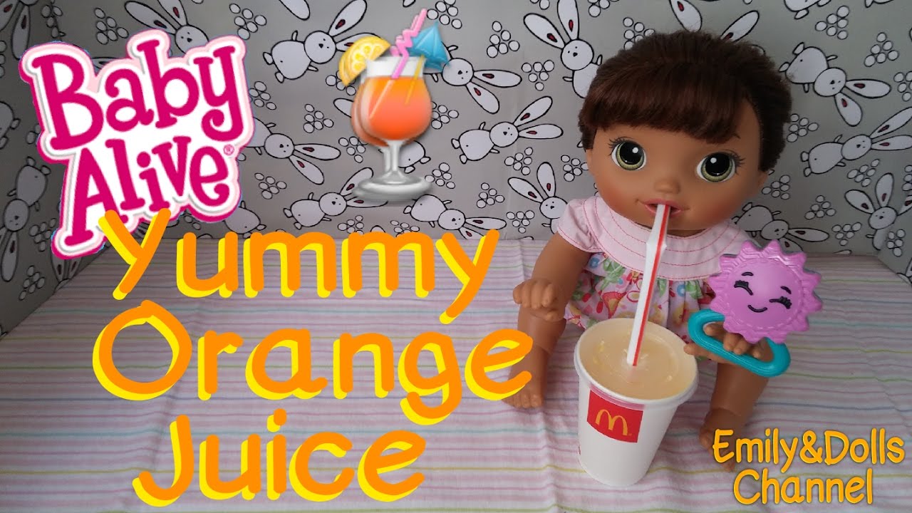 Feeding Baby Alive Baby Go Bye-Bye Doll Hazel McDonald's Orange Juice ...