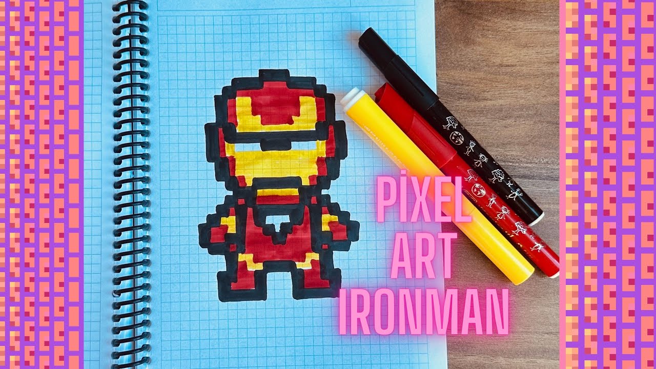💕 IRONMAN 💪💕Pixel art idea ️ How to draw pixel art / How to draw pixel ...