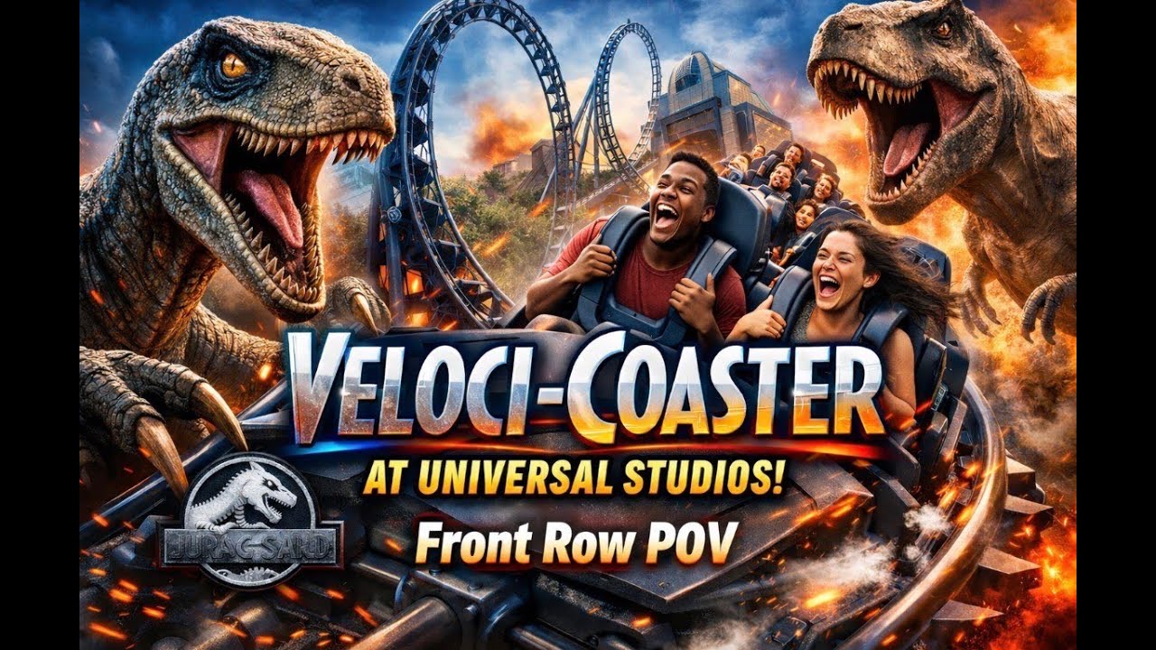 Universal Studios VelociCoaster Front Row POV - YouTube