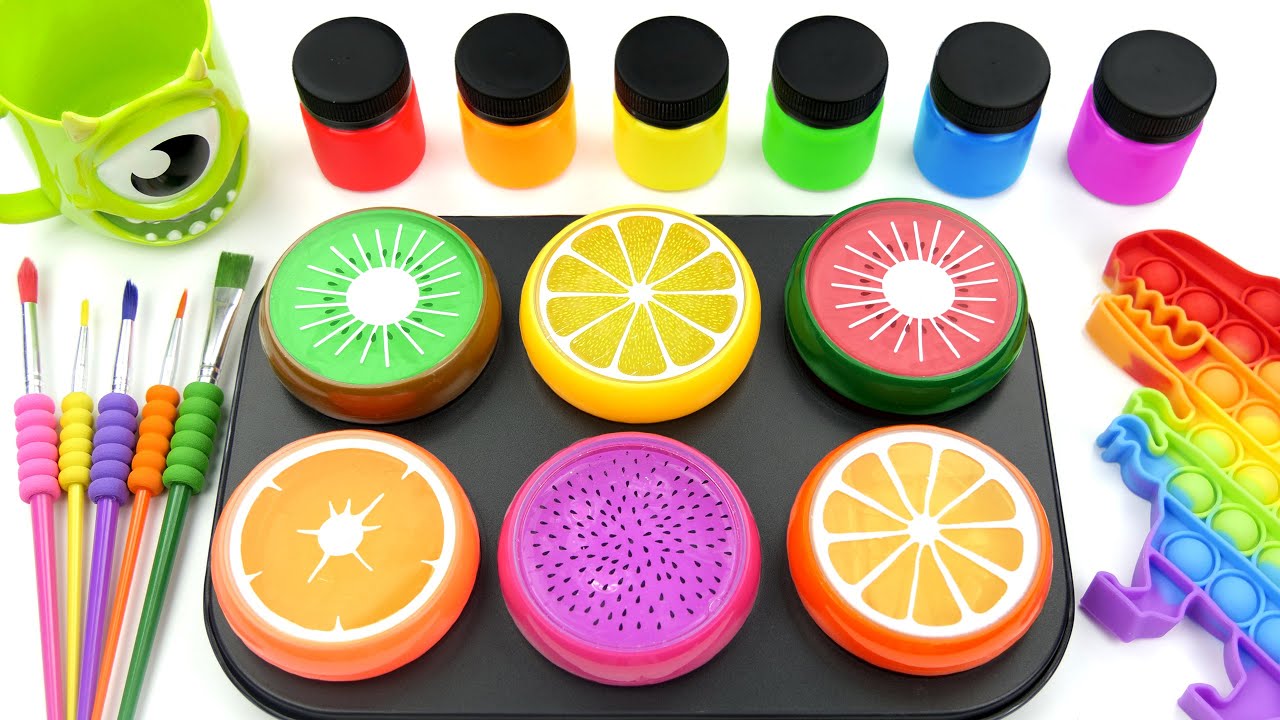 Satisfying Video l How To Make Magic Fruit Slime With Lollipop Candy ...