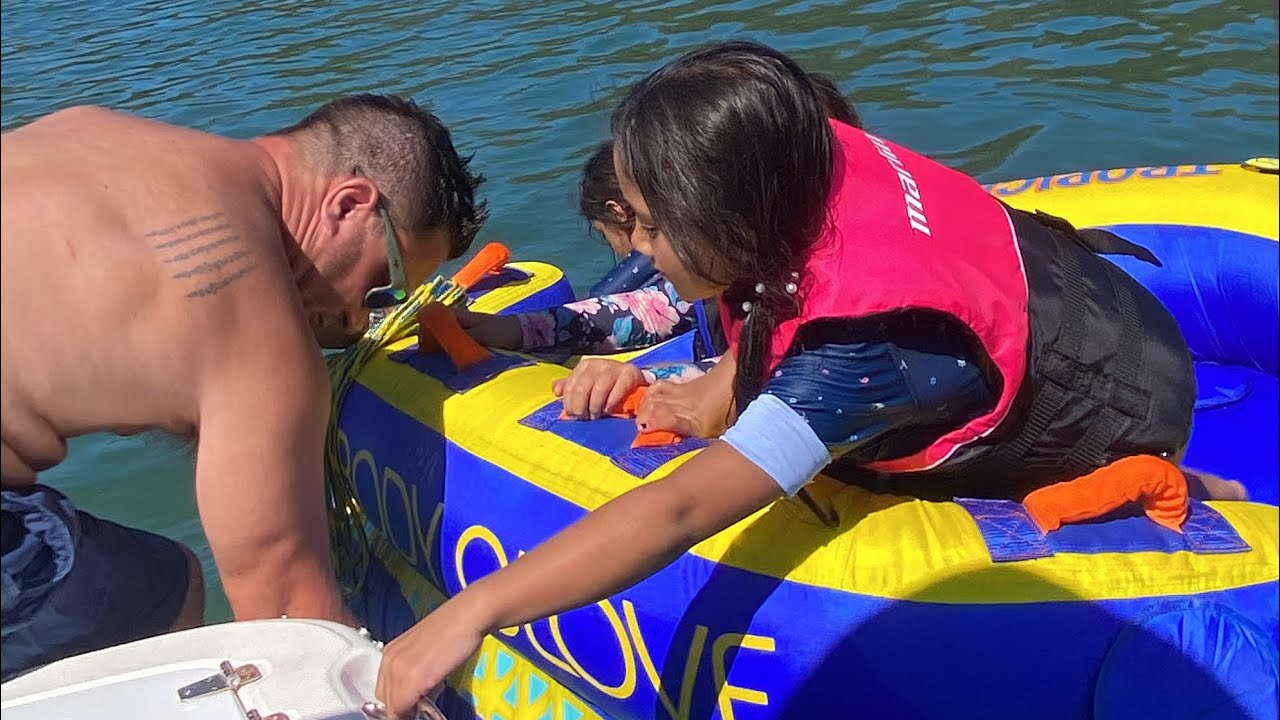 Inflatable tow tube great experience - YouTube