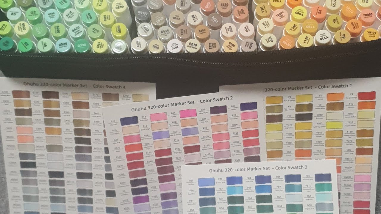 Sorting And Swatching My 320 Ohuhu Markers! - YouTube