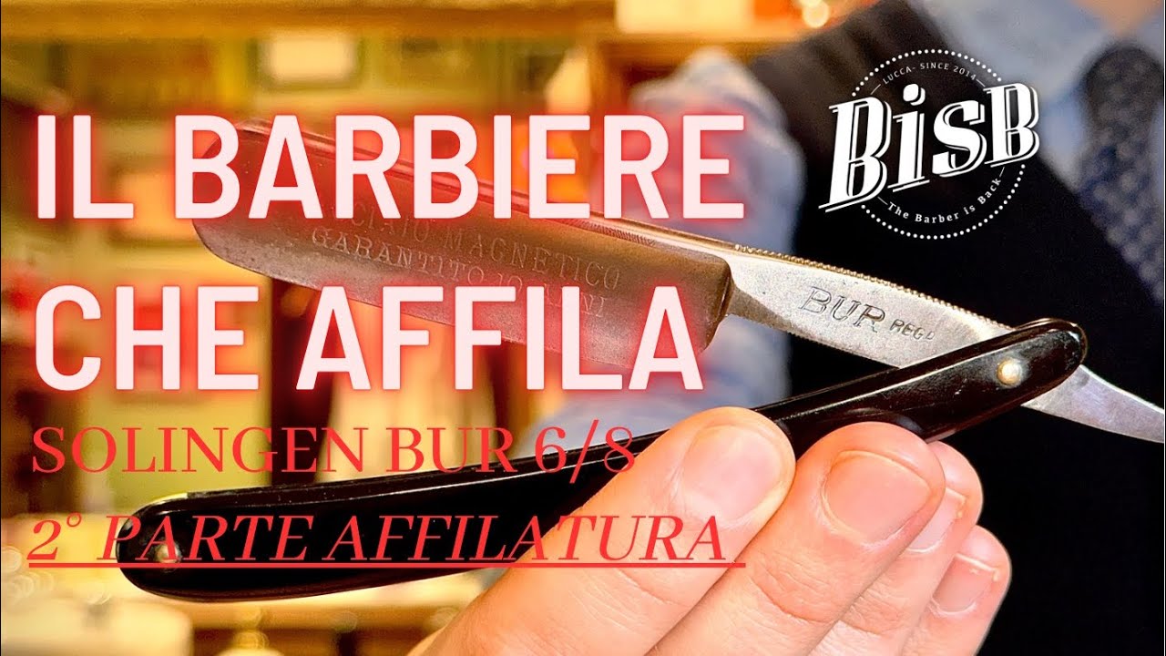 Il Barbiere che affila - sharpening straight razor - 🇮🇹 Italian barber ...