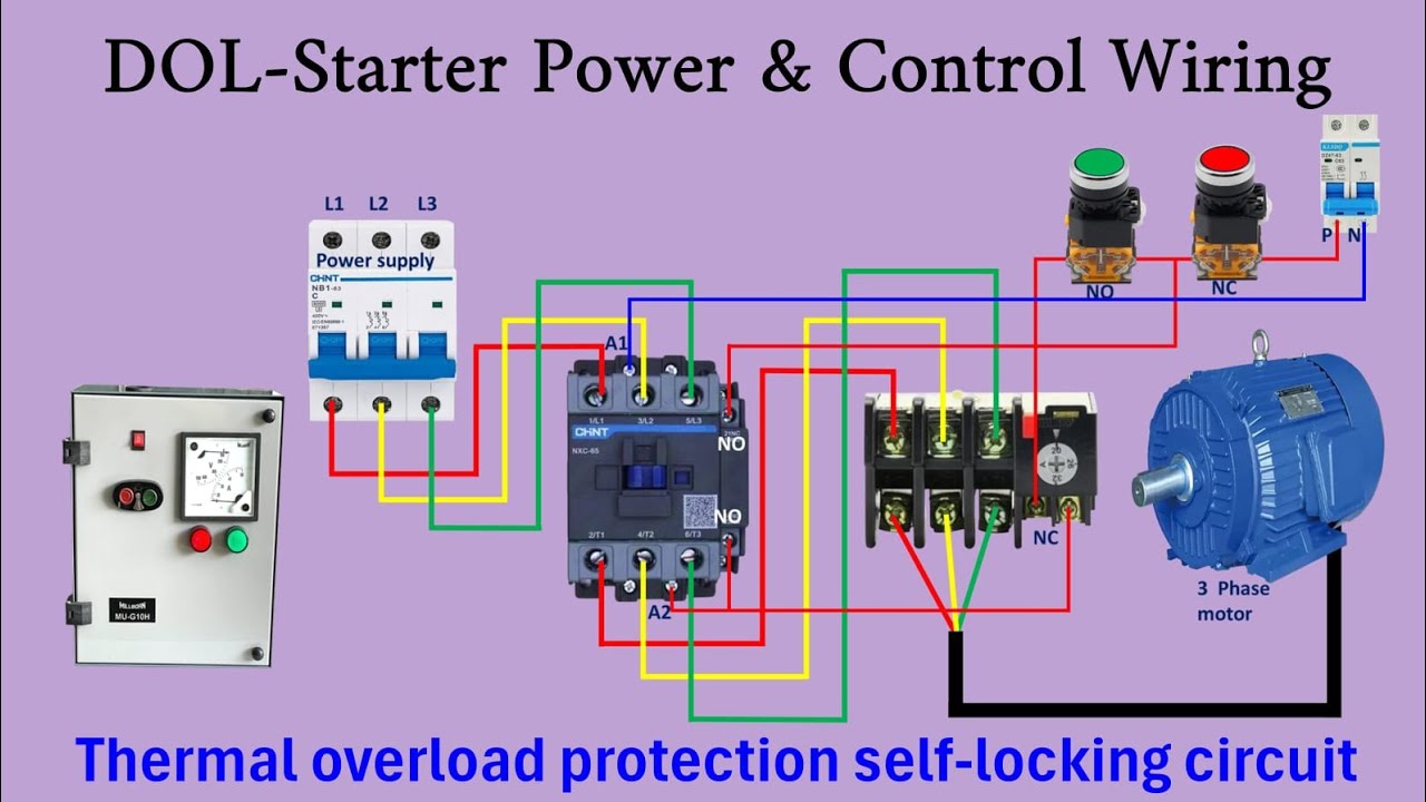 Complete DOL Starter Power and Control Wiring Diagram Explained | DOL ...