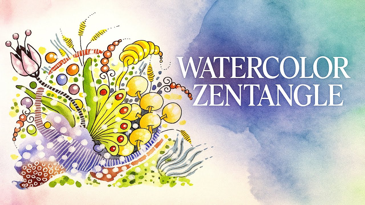 Watercolor Zen Doodle – Relaxing Mixed Media Art with Ink & Color - YouTube