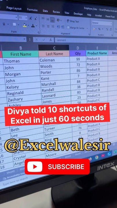 Divya told 10 shortcuts of Excel in just 60 seconds #excelwalesir #exceltricks #ytshorts #tips ...