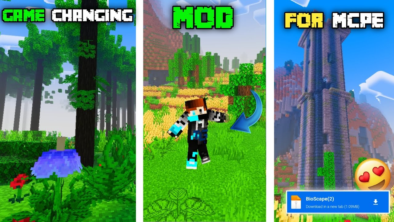 TOP 3 GAME CHANGING MOD FOR MINECRAFT POCKET EDITION MCPE - YouTube