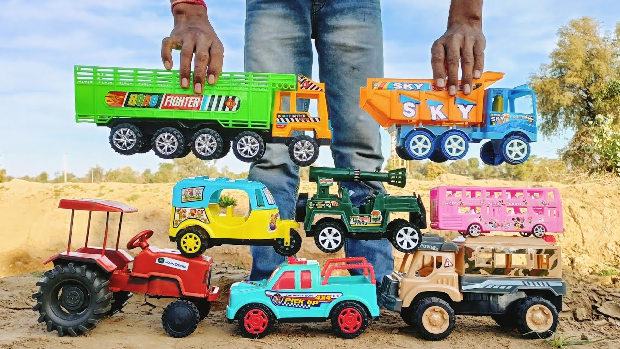 Gadi Cartoon | Jeep Car | Road Truck | Auto | Pickup | John Deere ...