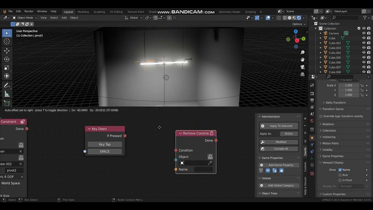 [UPBGE 3.0]Node logic Editor( Add Constraint /Remove Constraint) level 1 - YouTube