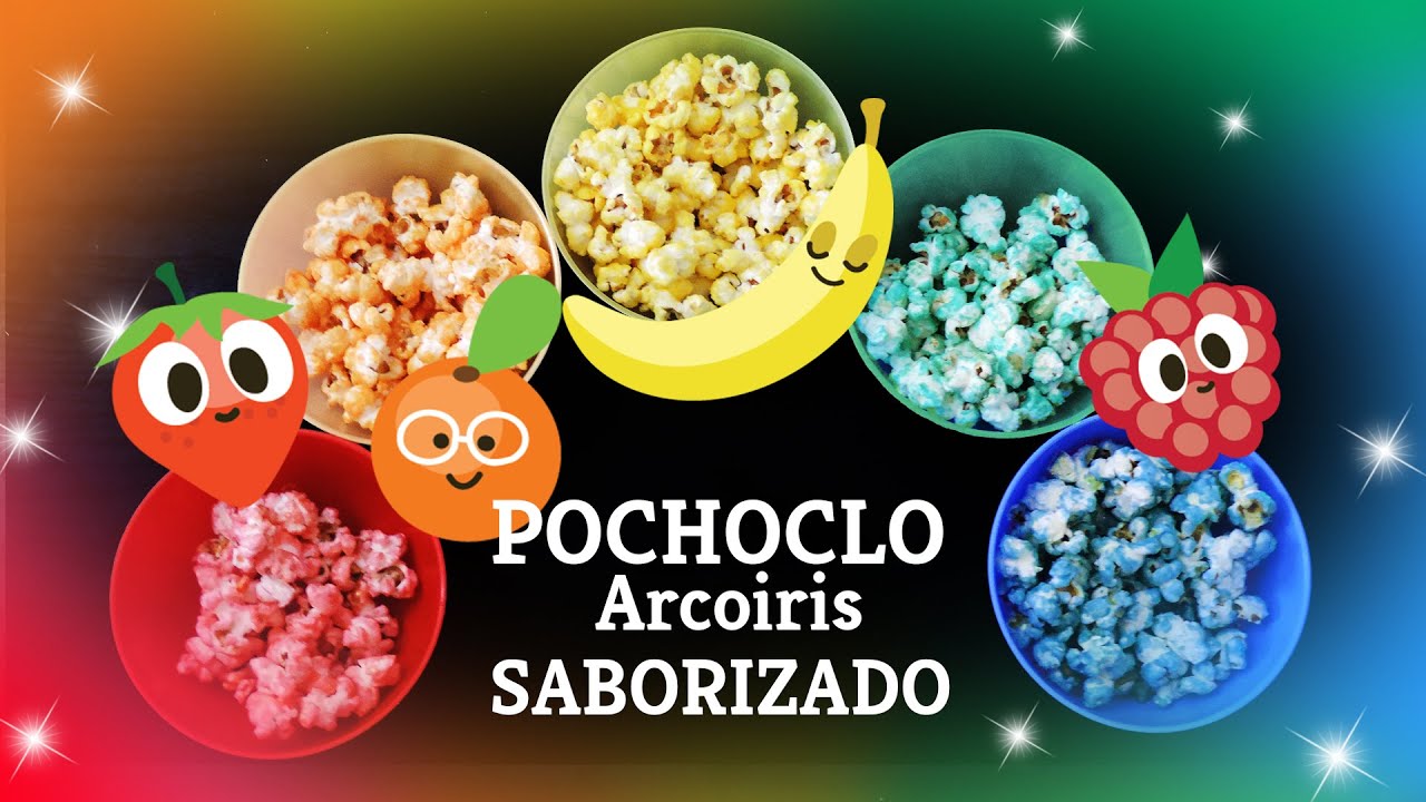 Pochoclos Arcoiris Saborizados frutales/ Rainbow fruit flavored popcorn ...