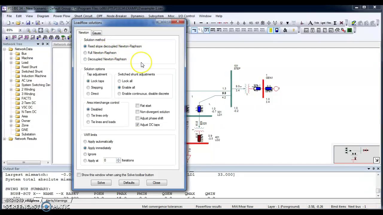 Psse Tutorial On Load Flow Solution Comparison Youtube