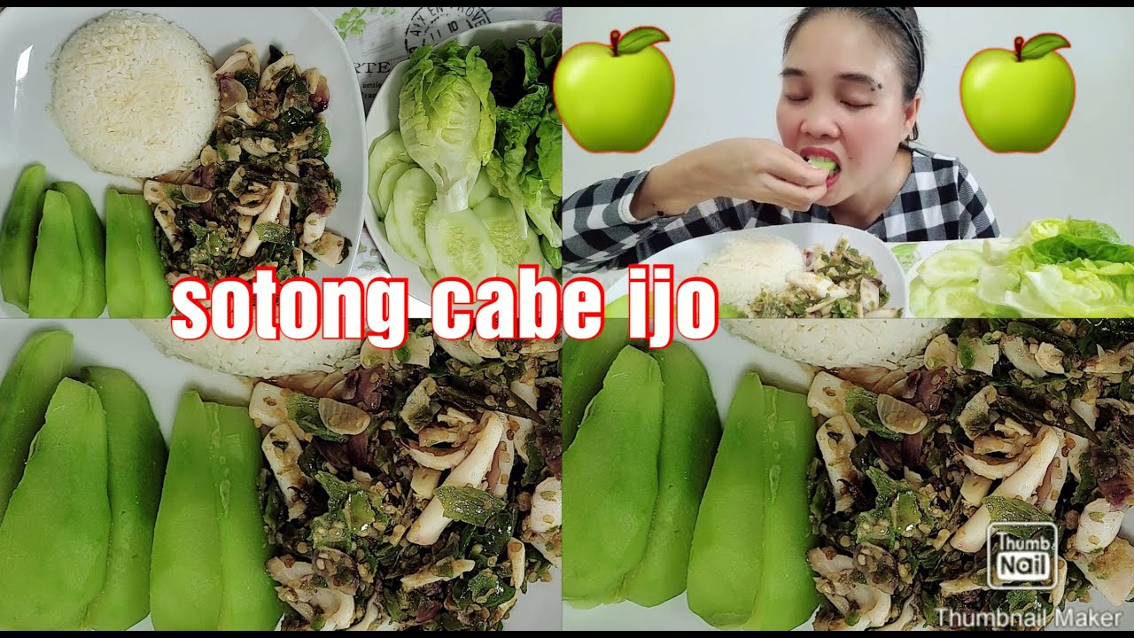 MUKBANG||SOTONG CABE IJO+PETE+SELADA+TIMUN+SAYUR LABU👍 - YouTube