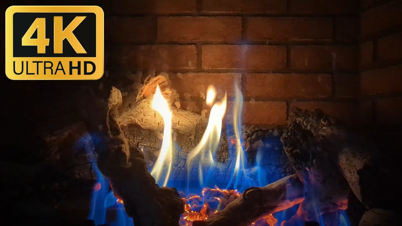 FIREPLACE AT NIGHT 4K 🔥 COZY FIREPLACE 24/7 STREAM WITH BURNING LOGS ...