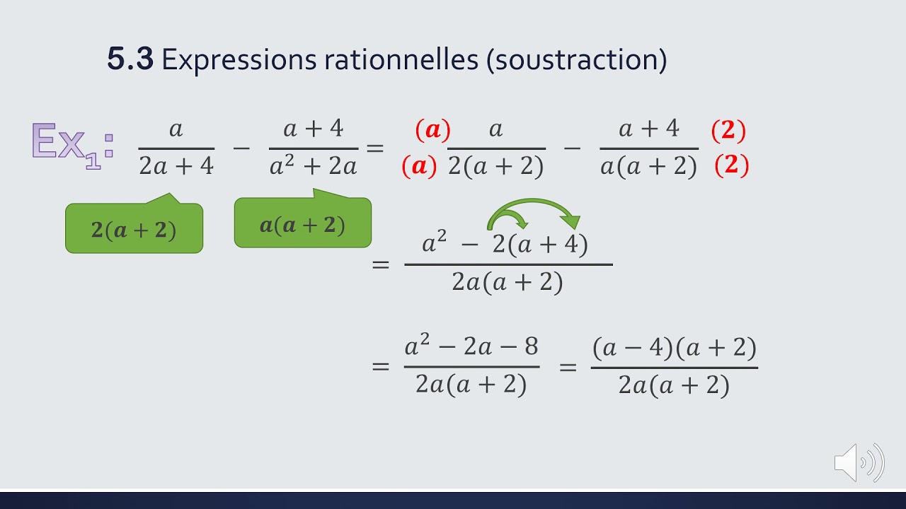 5 3 Expressions rationnelles Soustraction - YouTube