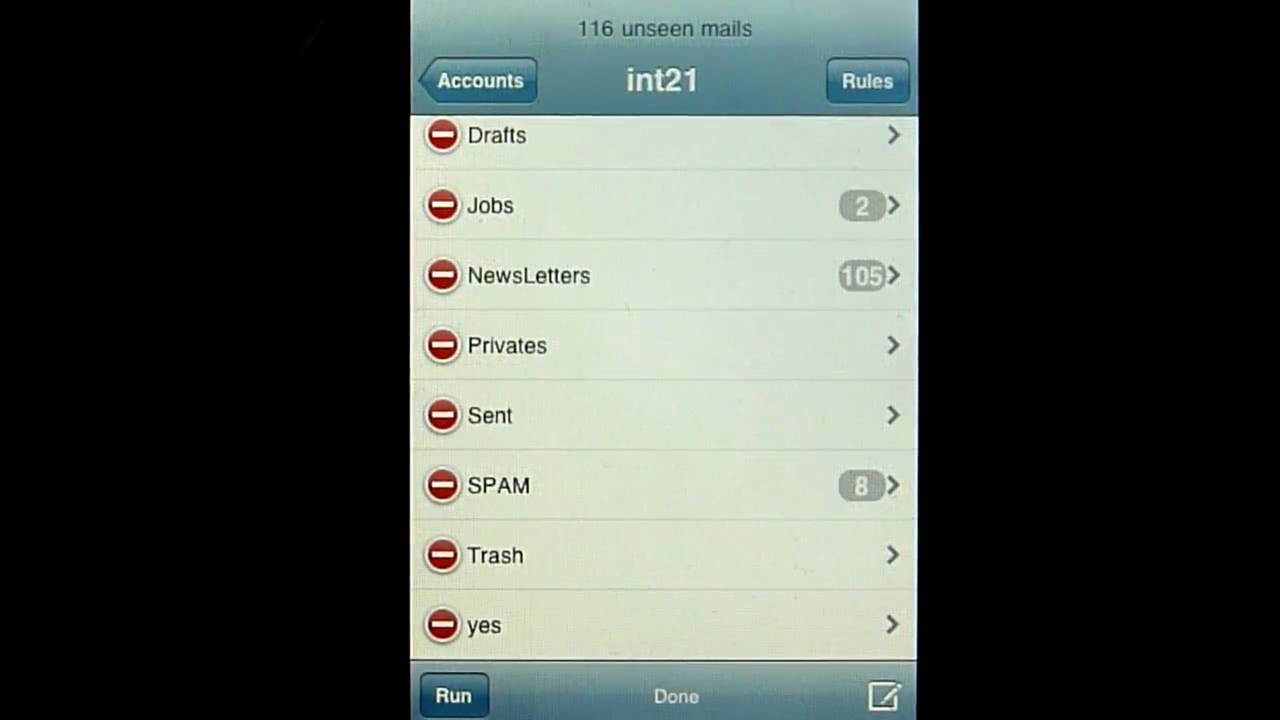 IMAP Folders for iPhone - YouTube
