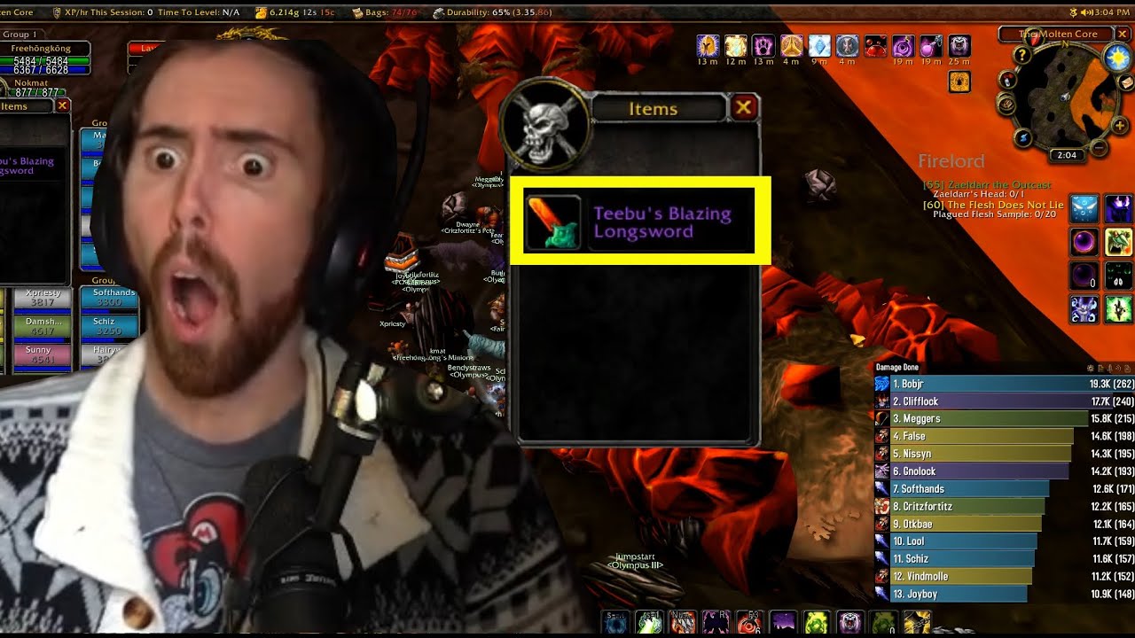Asmongold MC gets drop extremly rare item "Teebu's Blazing Longsword ...