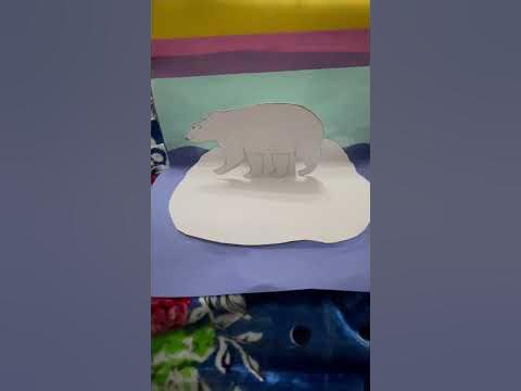 Polar bear 3D pop up card | polar bear habitat diorama | origami | how ...