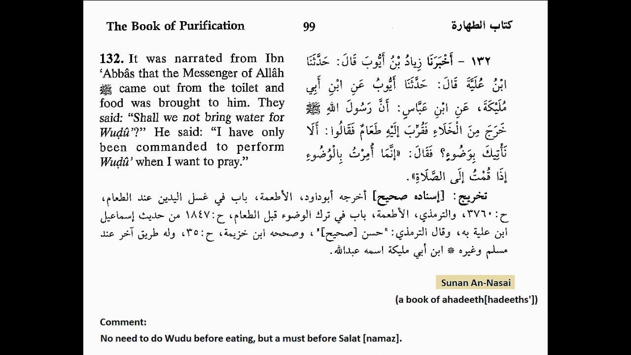 Must We To Do Ablution [Wudu] Before Eating by hadeeth - YouTube