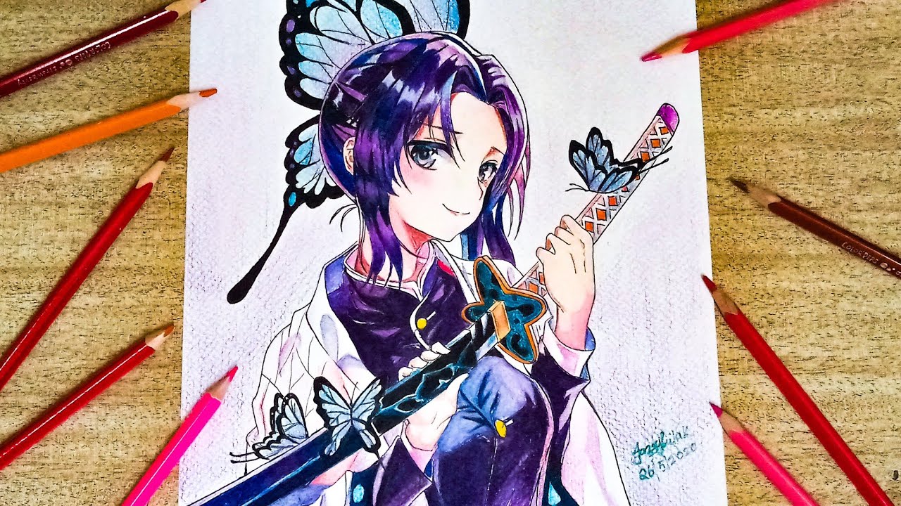 Drawing Anime girl / Shinobu Kocho from kimitsu no yaiba/Demon slayer ...