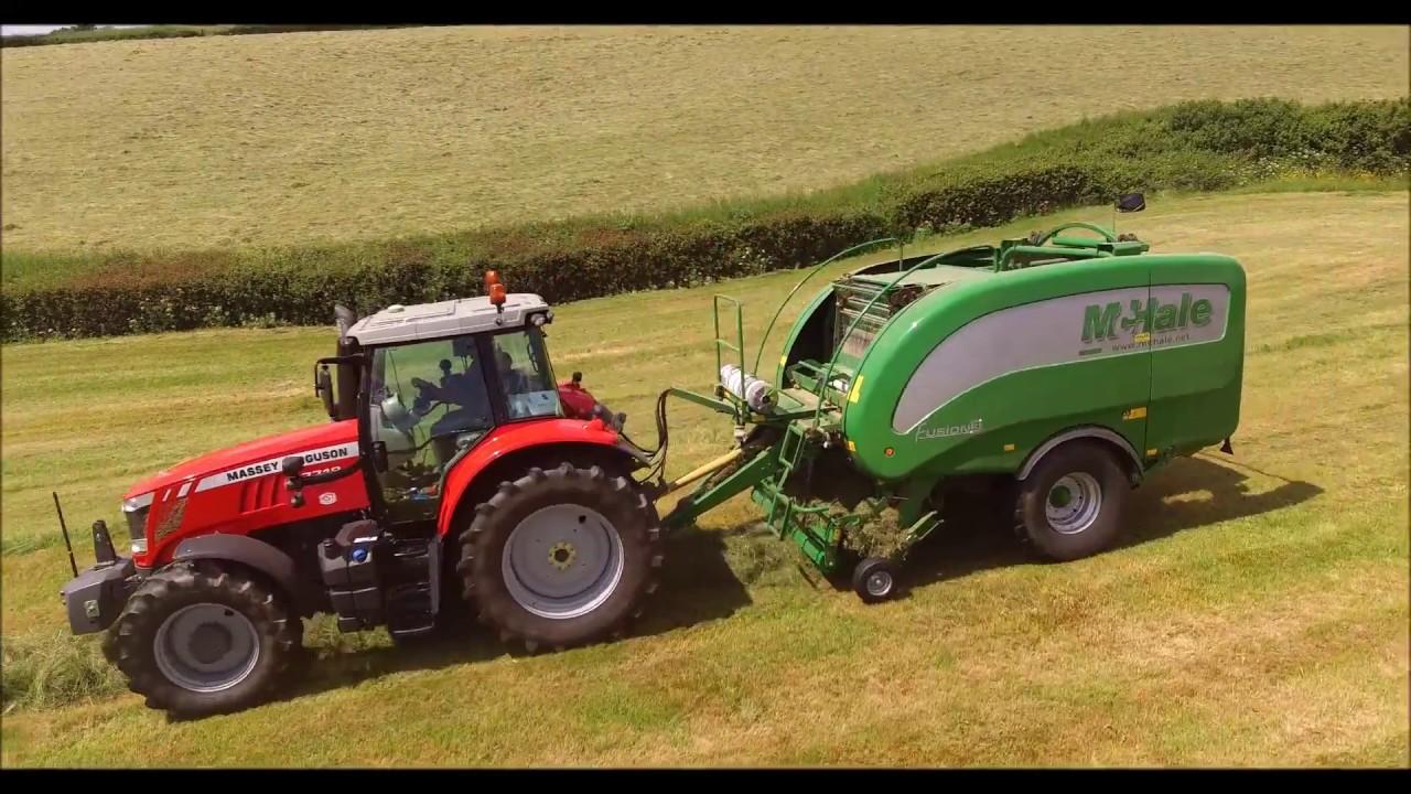 Baling With Massey Ferguson 7718 and Mchale Fusion 3 Baler - YouTube