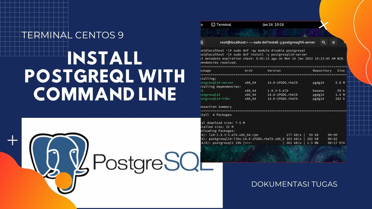 Install PostgreSQL versi 14 di Centos9 menggunakan terminal - YouTube