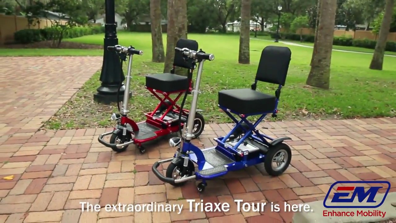 Triaxe Tour Folding Portable Travel Mobility Scooter - YouTube