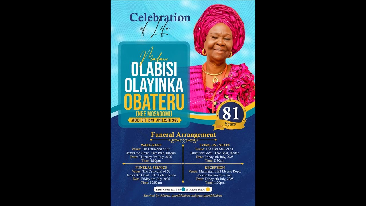 CELEBRATION OF LIFE MAMA OLABISI OLAYINKA OBATERU - YouTube