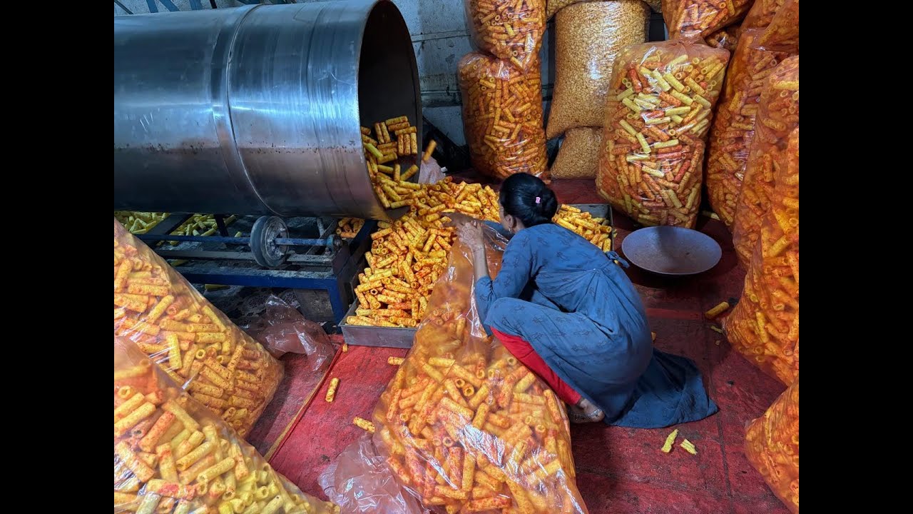 Gold Finger Fryums Snacks Making | पोंगे - YouTube