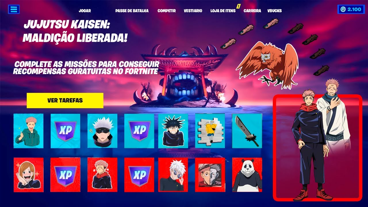 NOVO PASSE de BATALHA GRÁTIS Jujutsu Kaisen x Fortnite! - YouTube