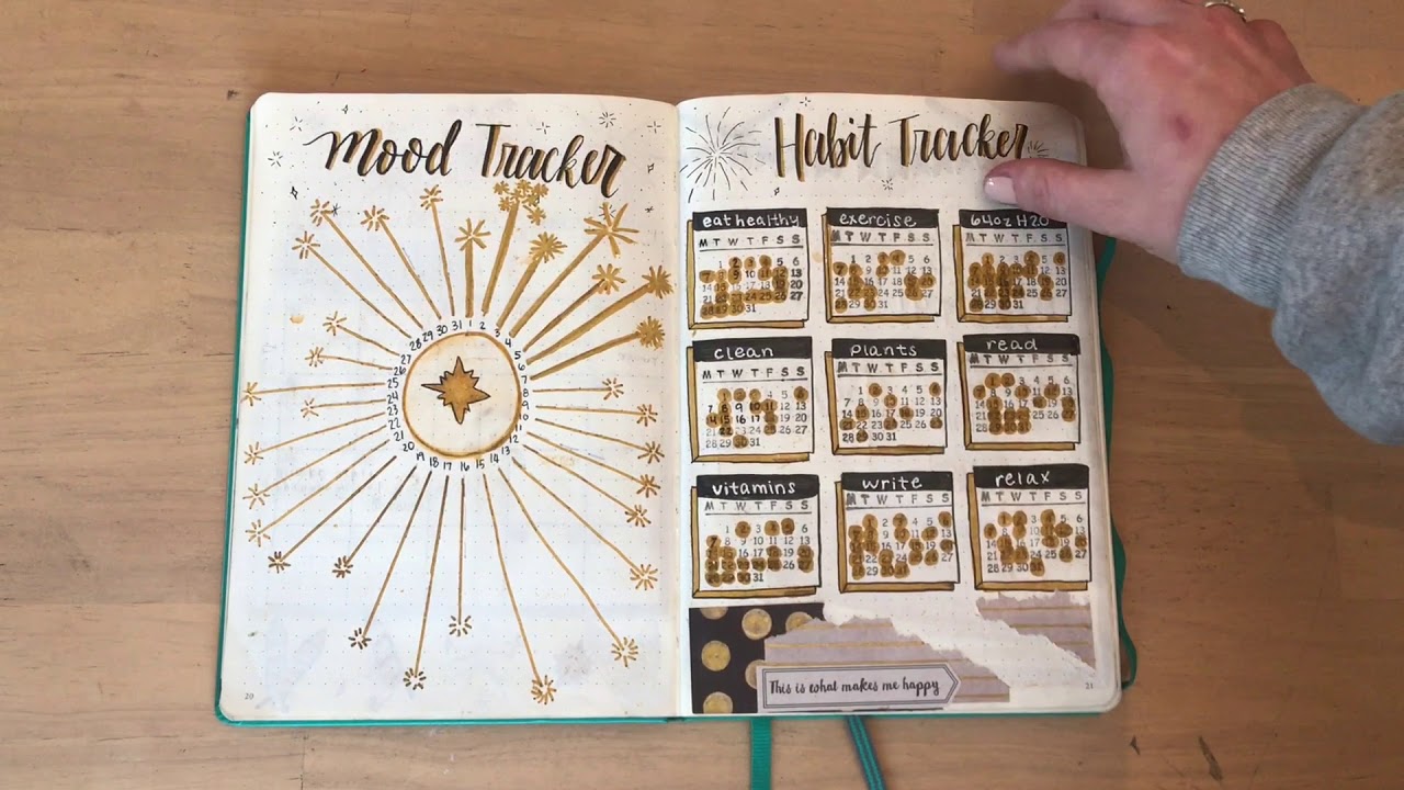 Bullet Journal | January Flip Thru 2019 | Fireworks - YouTube
